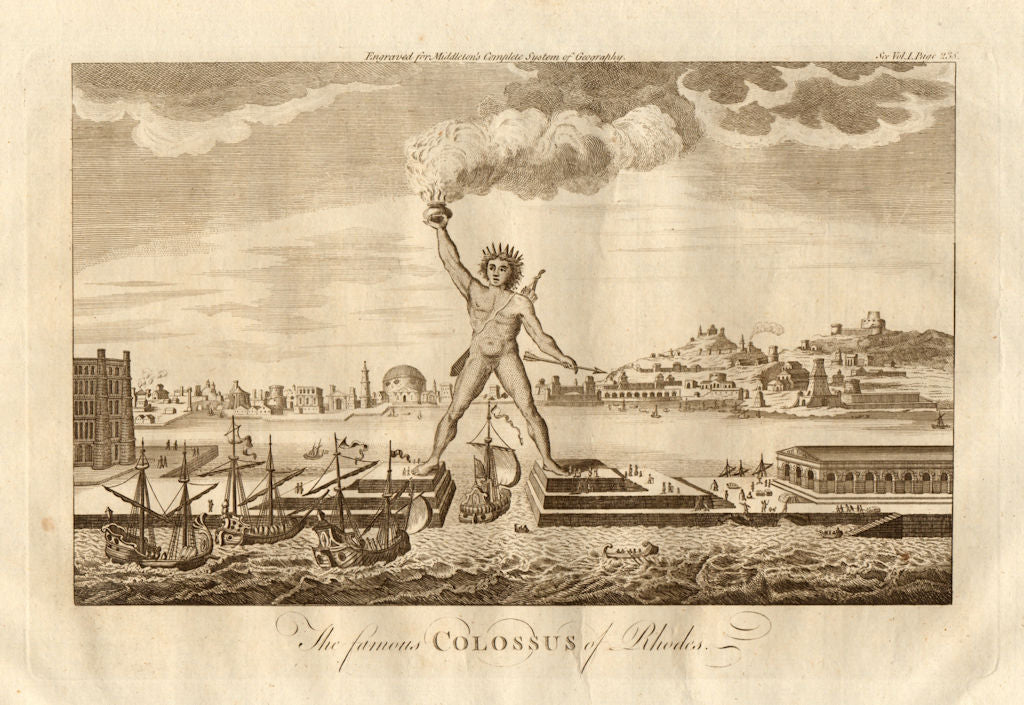 "The famous Colossus of Rhodes". Greece. MIDDLETON 1779 old antique ...