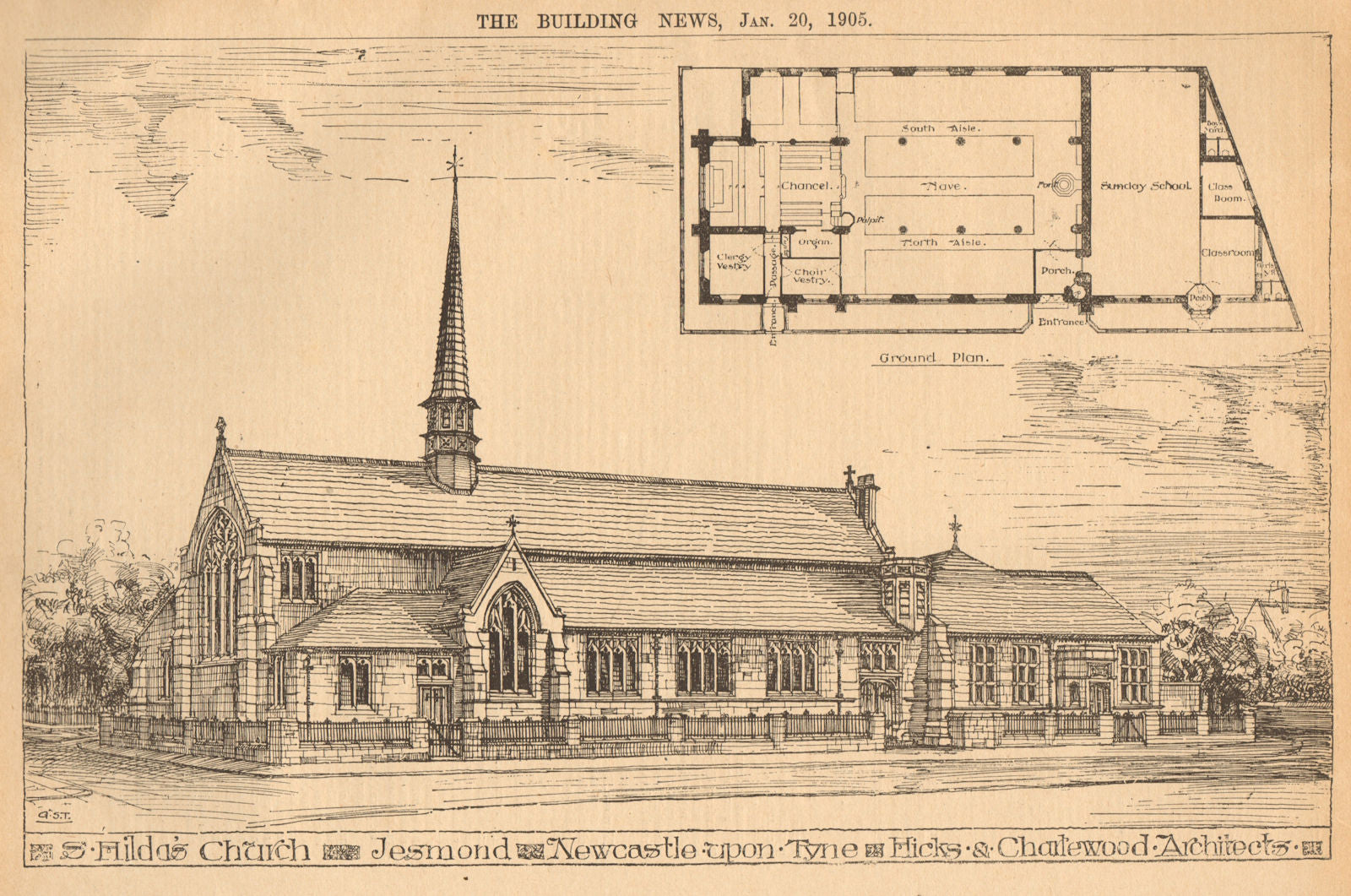 St Hilda's Church, Jesmond, Newcastle-upon-Tyne. Hicks Charlewood ...