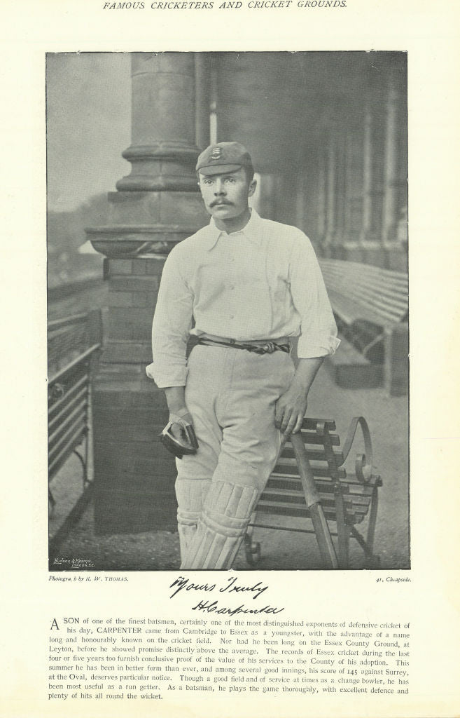 Herbert Arthur Carpenter. Batsman. Umpire. Essex cricketer 1895 old ...