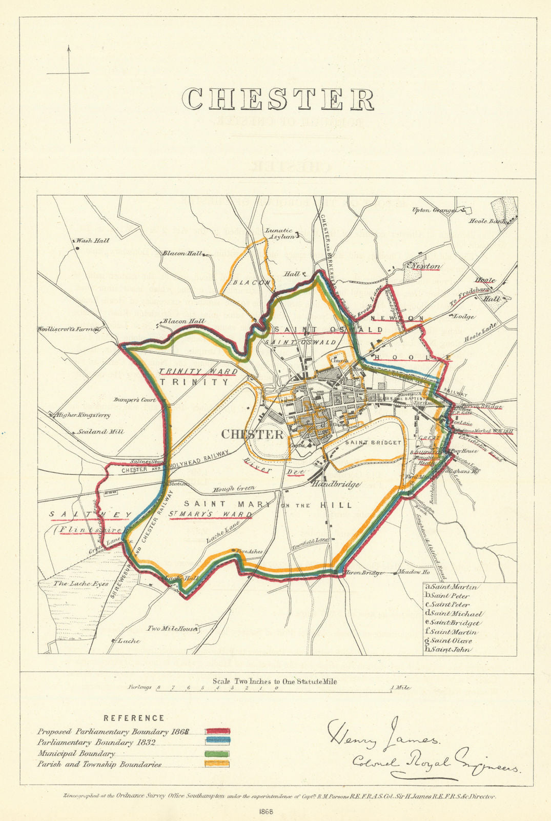 Chester, Cheshire. JAMES. Parliamentary Boundary Commission 1868 old ...