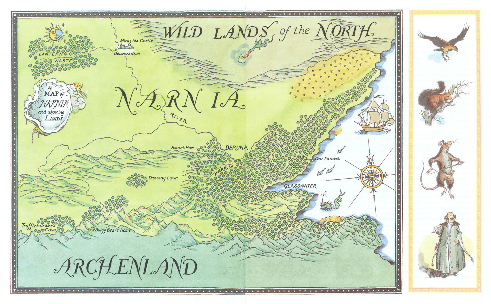 A Map of Narnia and adjoining lands by Pauline Baynes 1998 old vintage ...