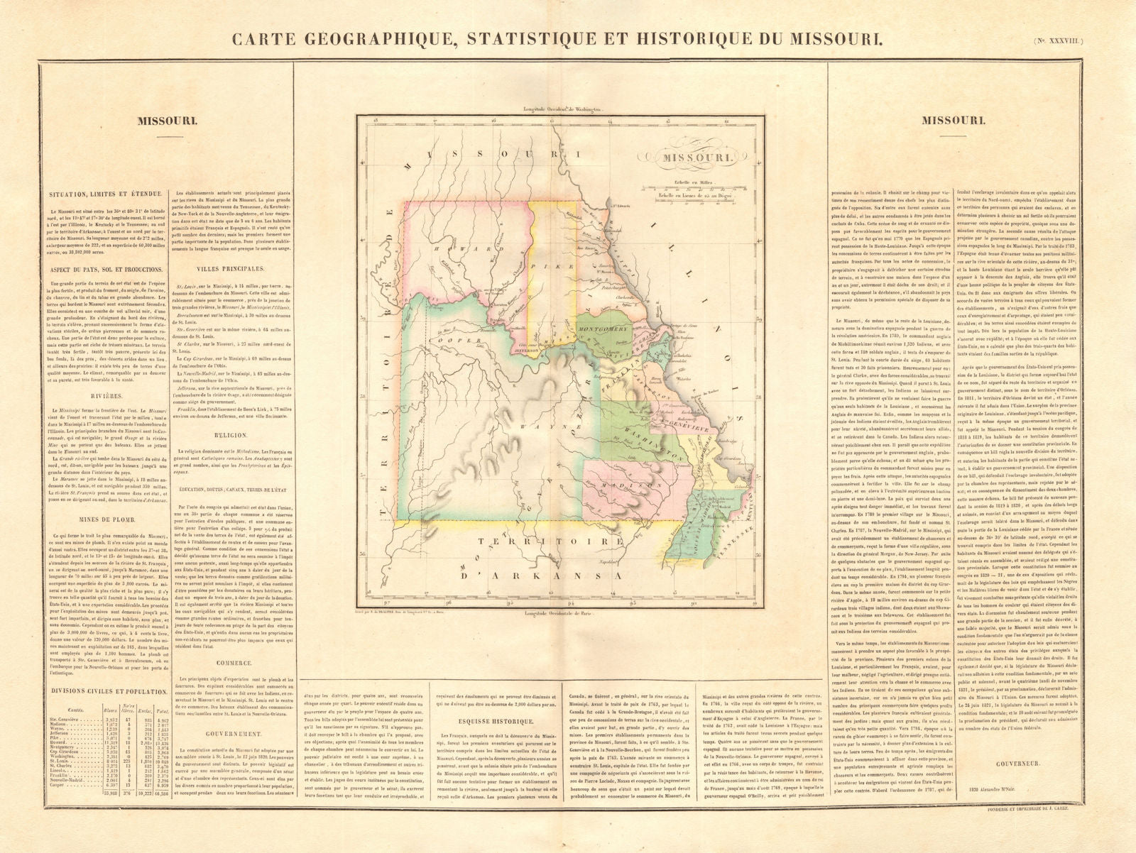 Missouri state map. Borders