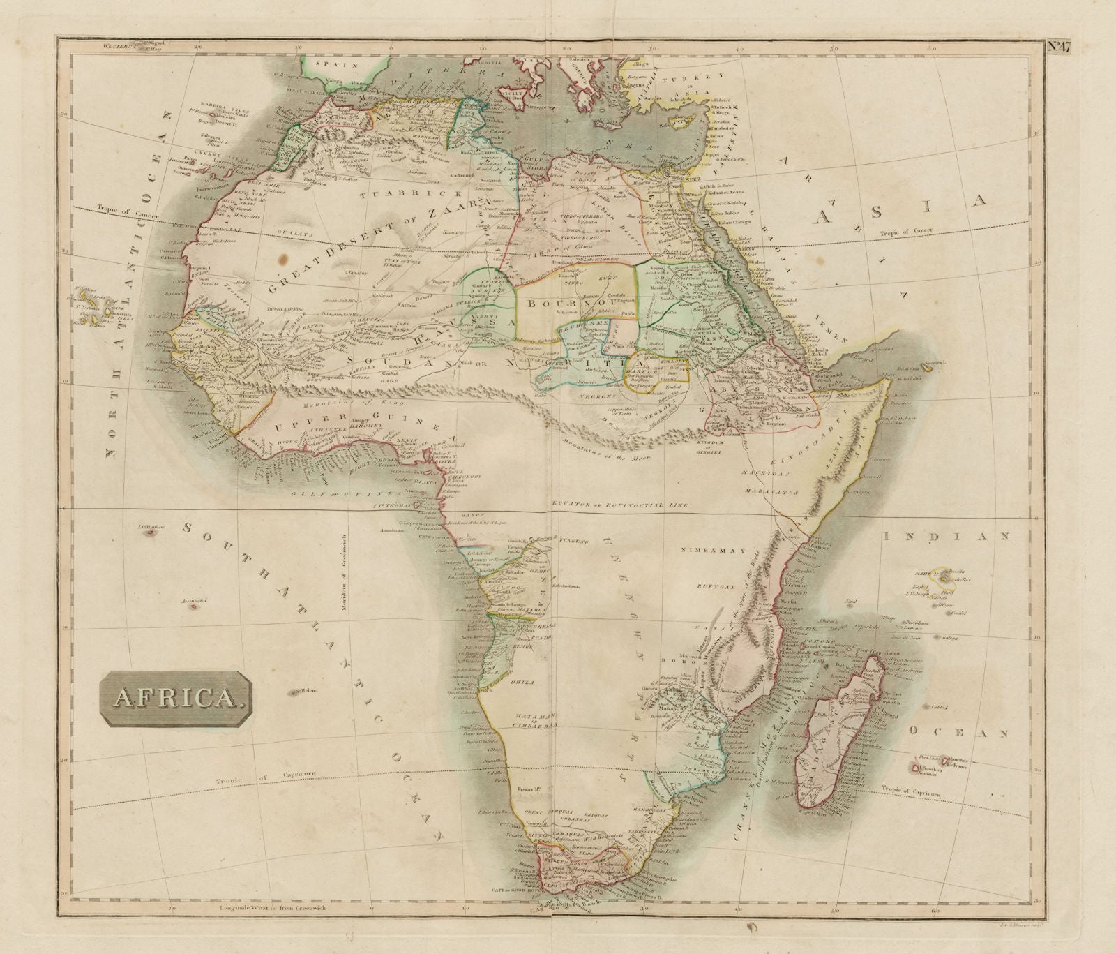 Pre-colonial Africa. Mountains of Kong/Moon. Caravan routes. THOMSON ...