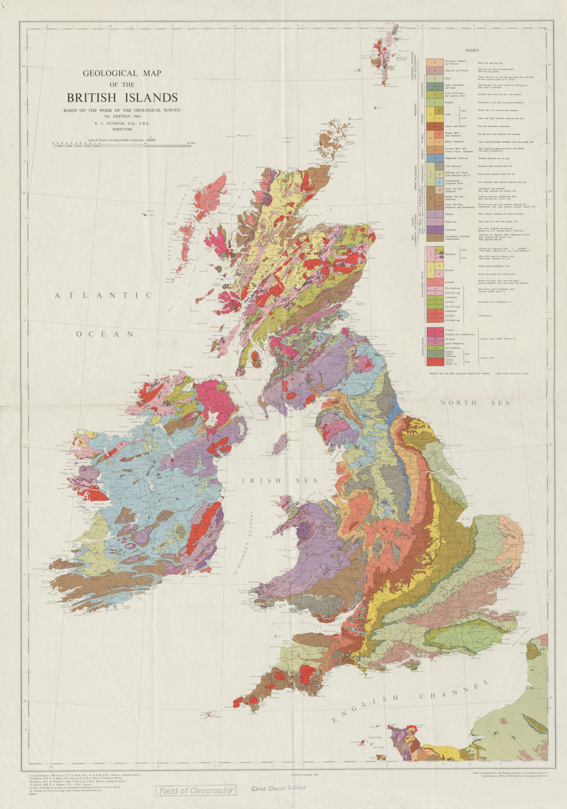 Geological map of the British Islands. Vintage survey. British Isles ...