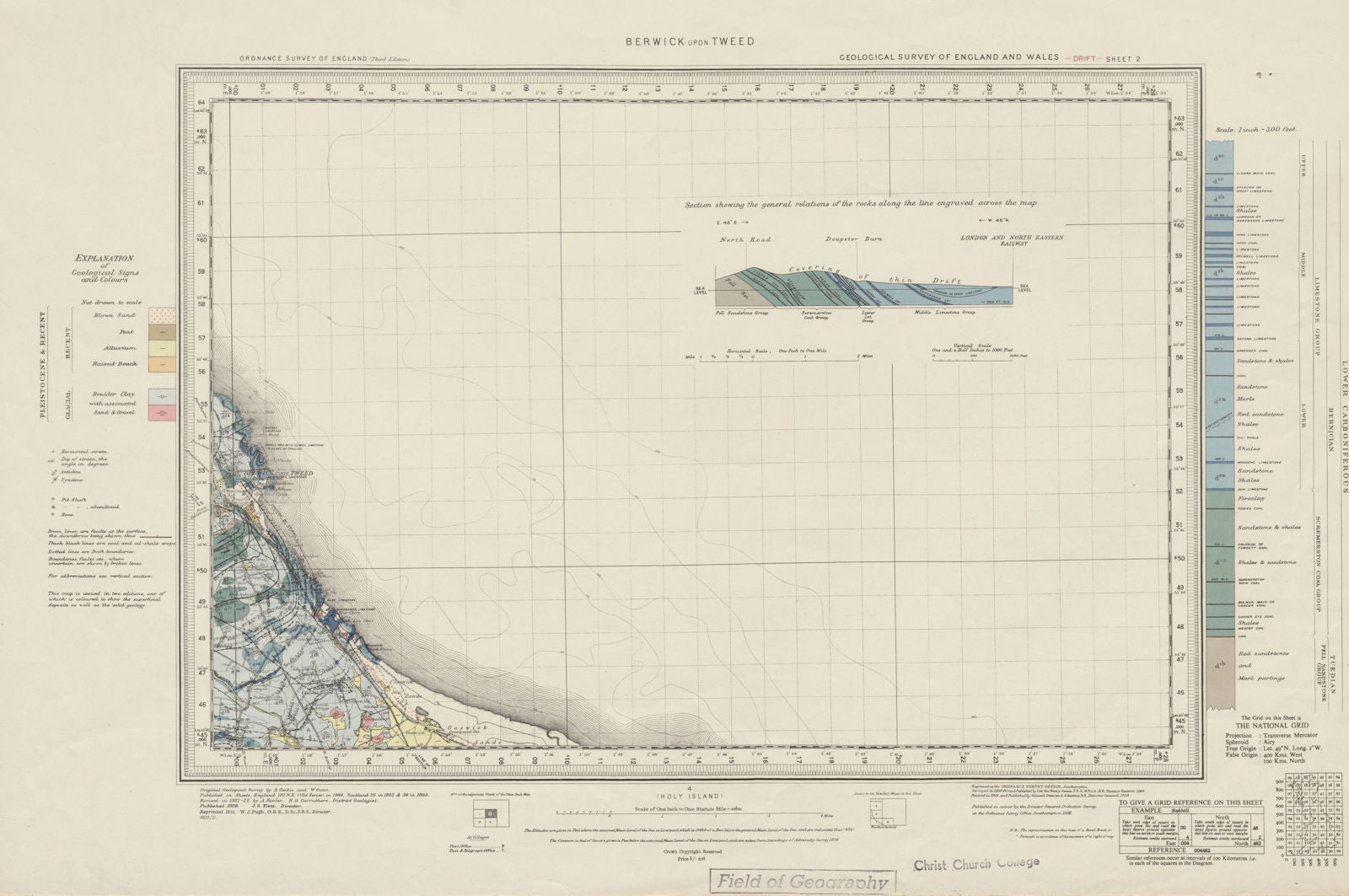 Berwick upon Tweed. Vintage geological survey map. Sheet 2 ...