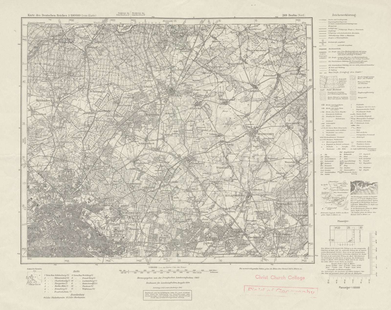 WW2 Nazi map NE Berlin Sheet 269 Berlin (Nord). Niederbarnim Oberbarnim ...