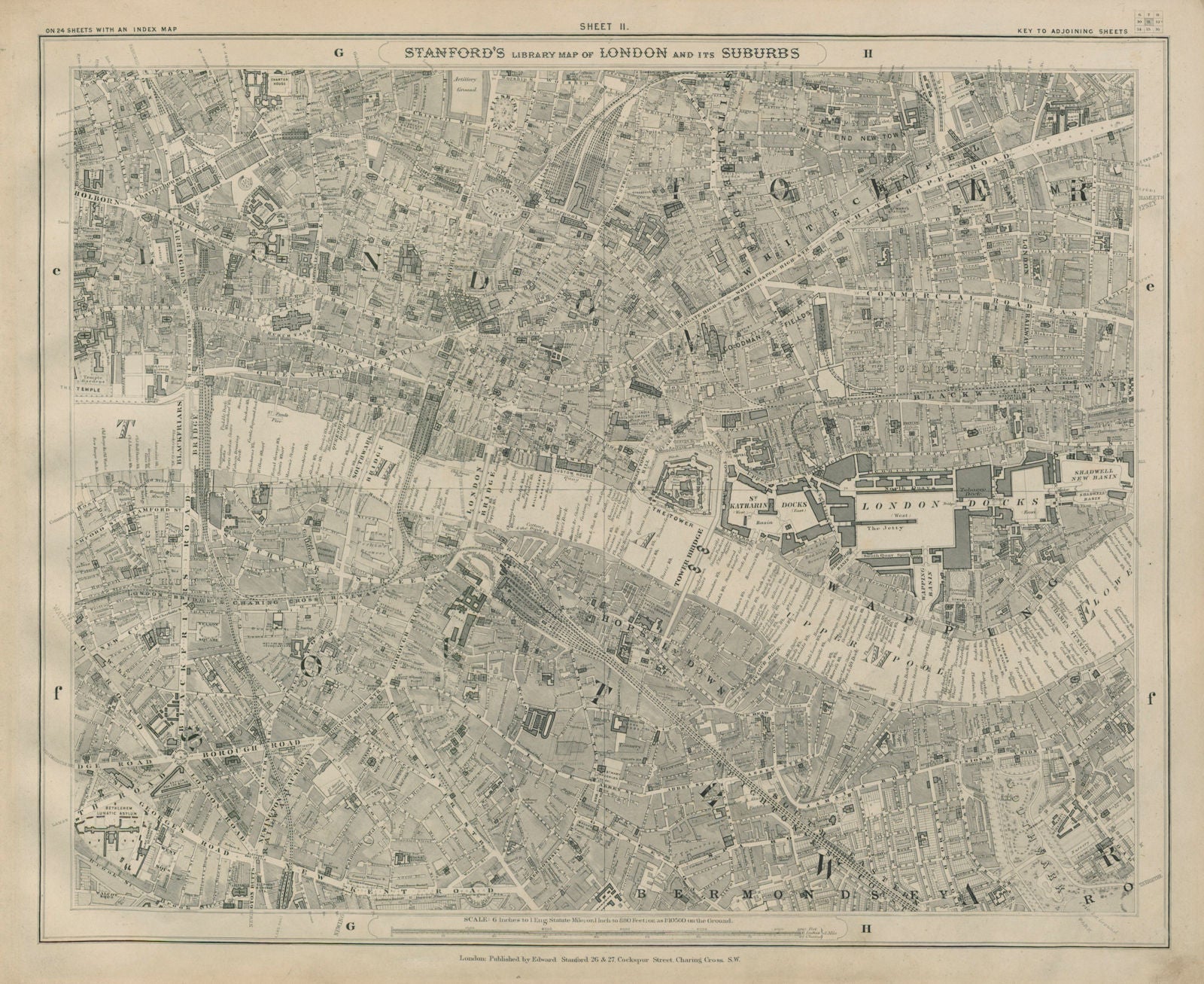 Stanford Library map of London Sheet 11 Whitechapel Southwark City ...