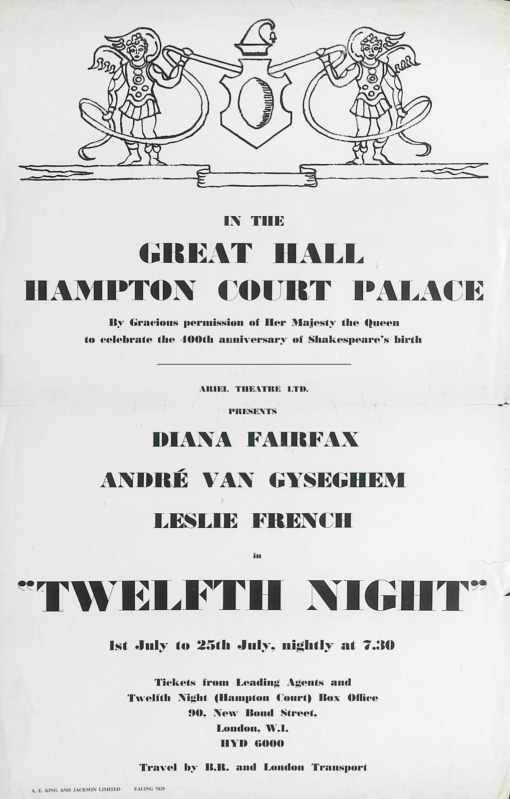 Hampton Court. Ariel Theatre. Twelfth Night. Diana Fairfax, Leslie ...