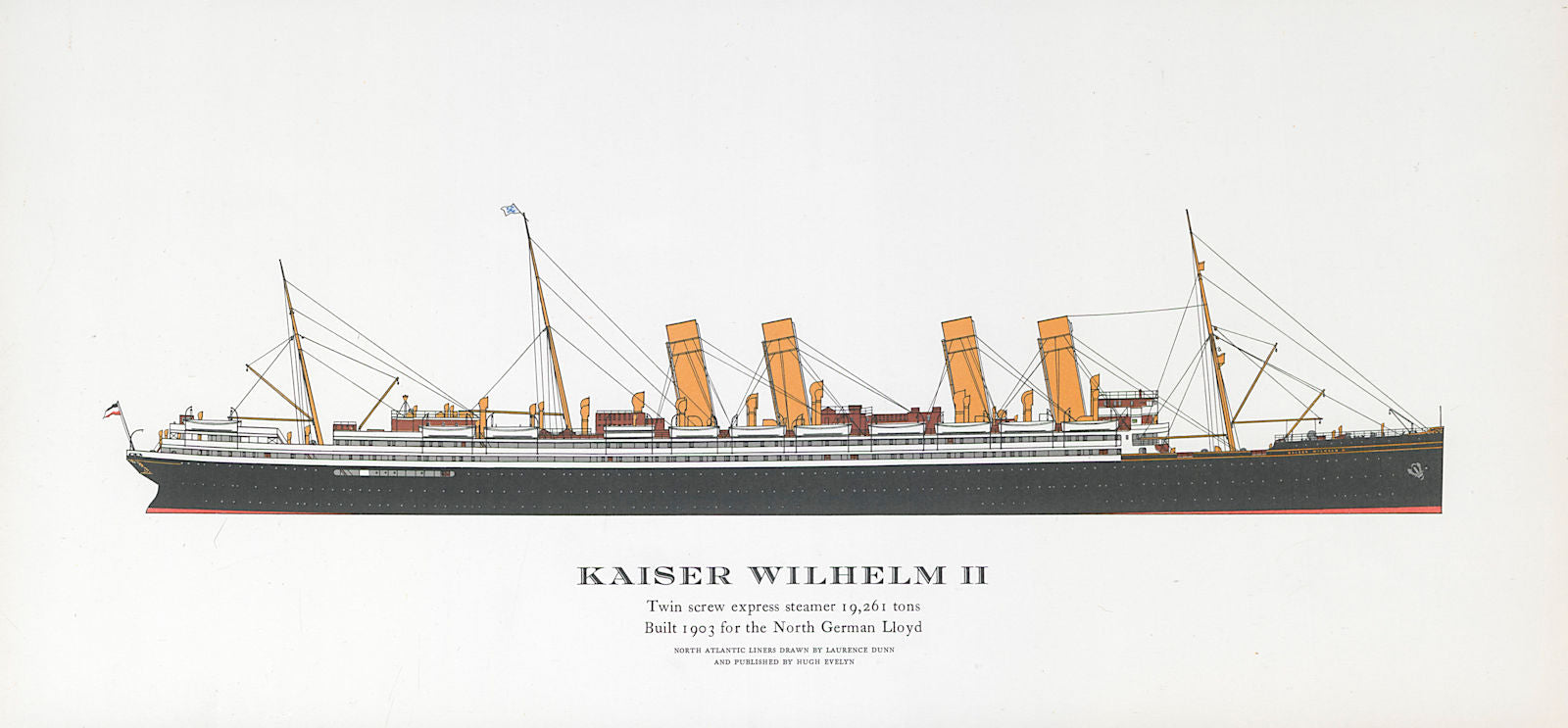 Kaiser Wilhelm II ocean liner 1903. North German Lloyd. Germany-NYC ...