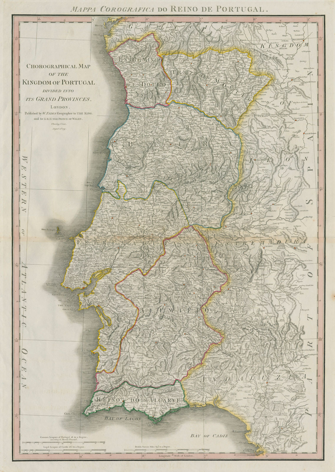 Chorographical map of the Kingdom of Portugal… in provinces. FADEN 1797 ...