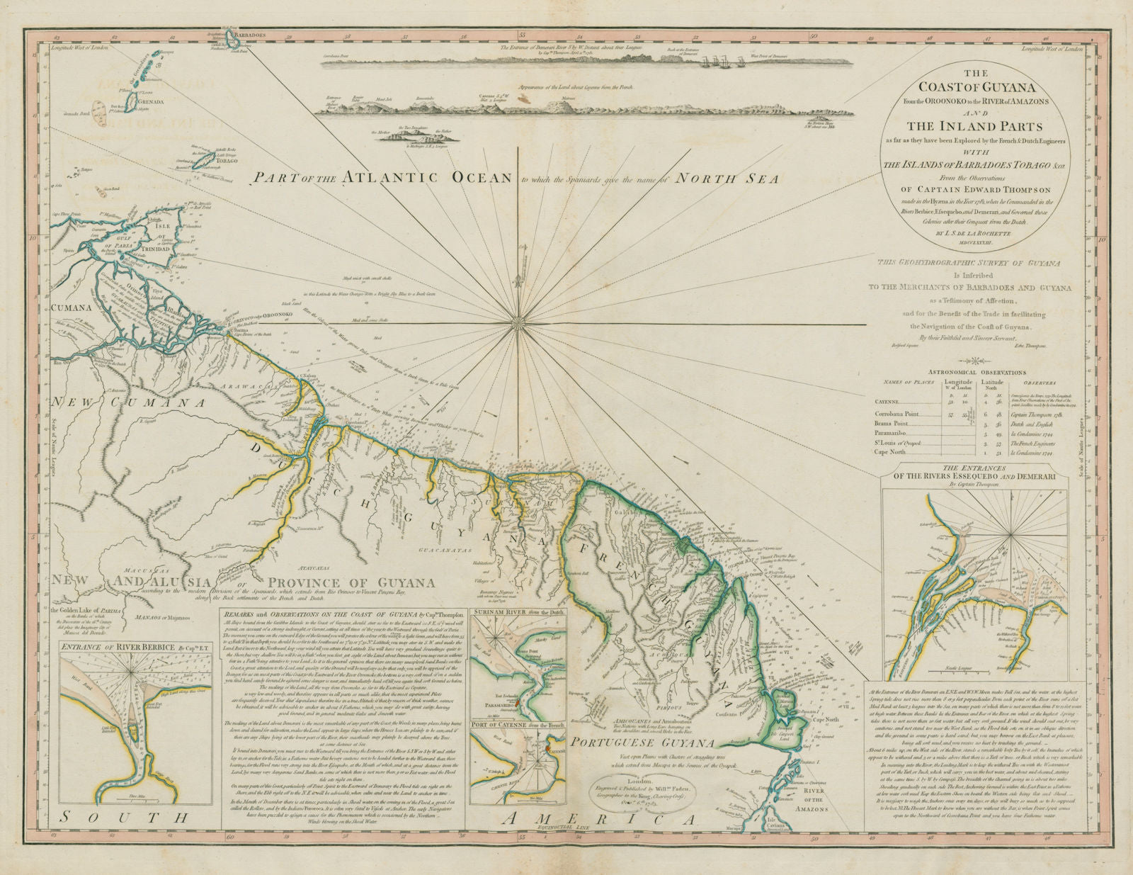 The coast of Guyana from the Oroonoko... THOMPSON/ DELAROCHETTE / FADEN ...