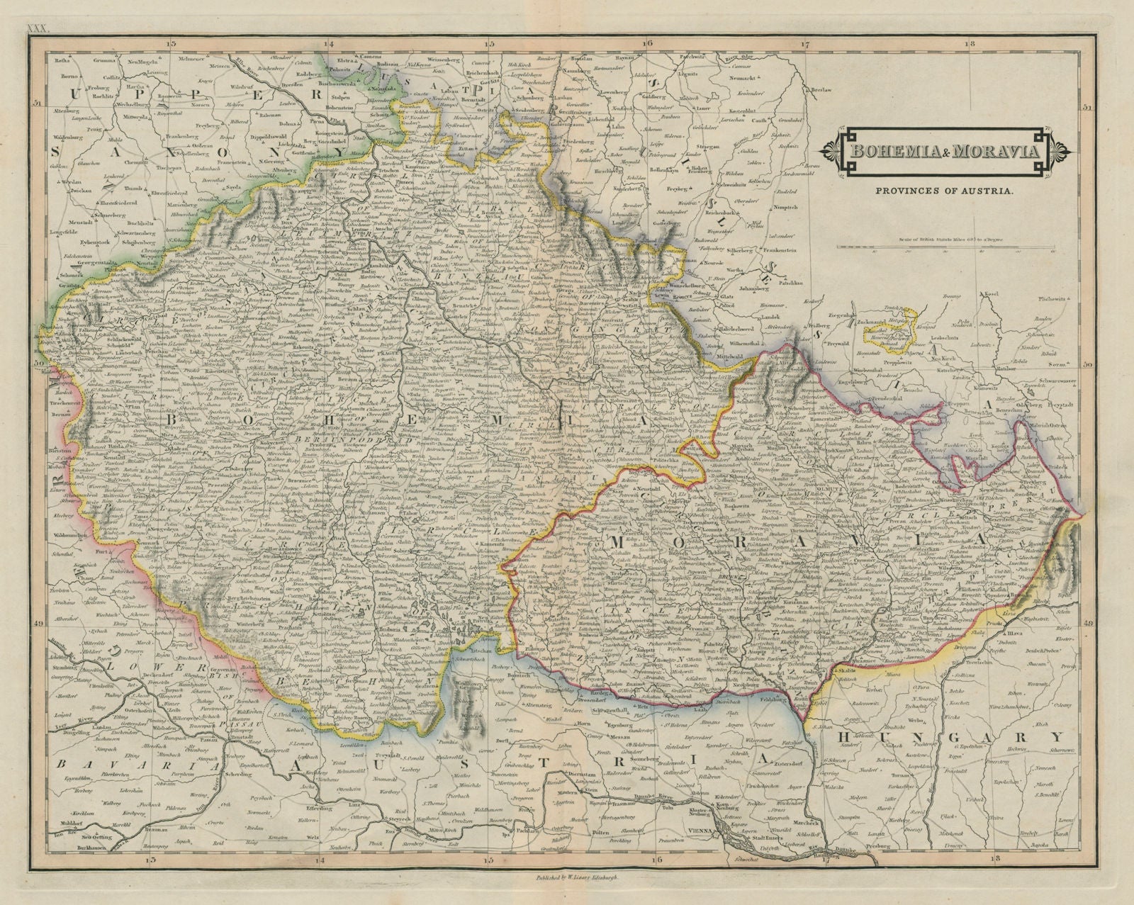 Bohemia and Moravia, provinces of Austria. Czechia. LIZARS 1842 old map ...