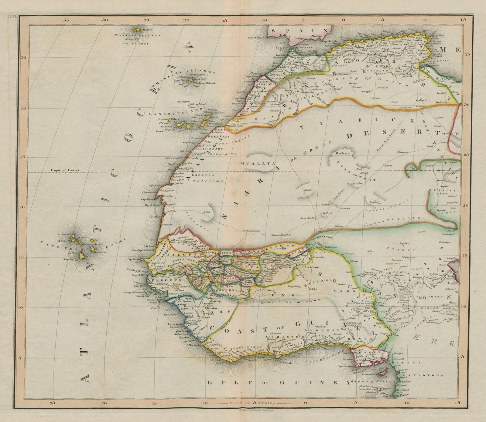 West Africa. Sahara caravan routes. Tribes Kingdoms Empires. LIZARS ...