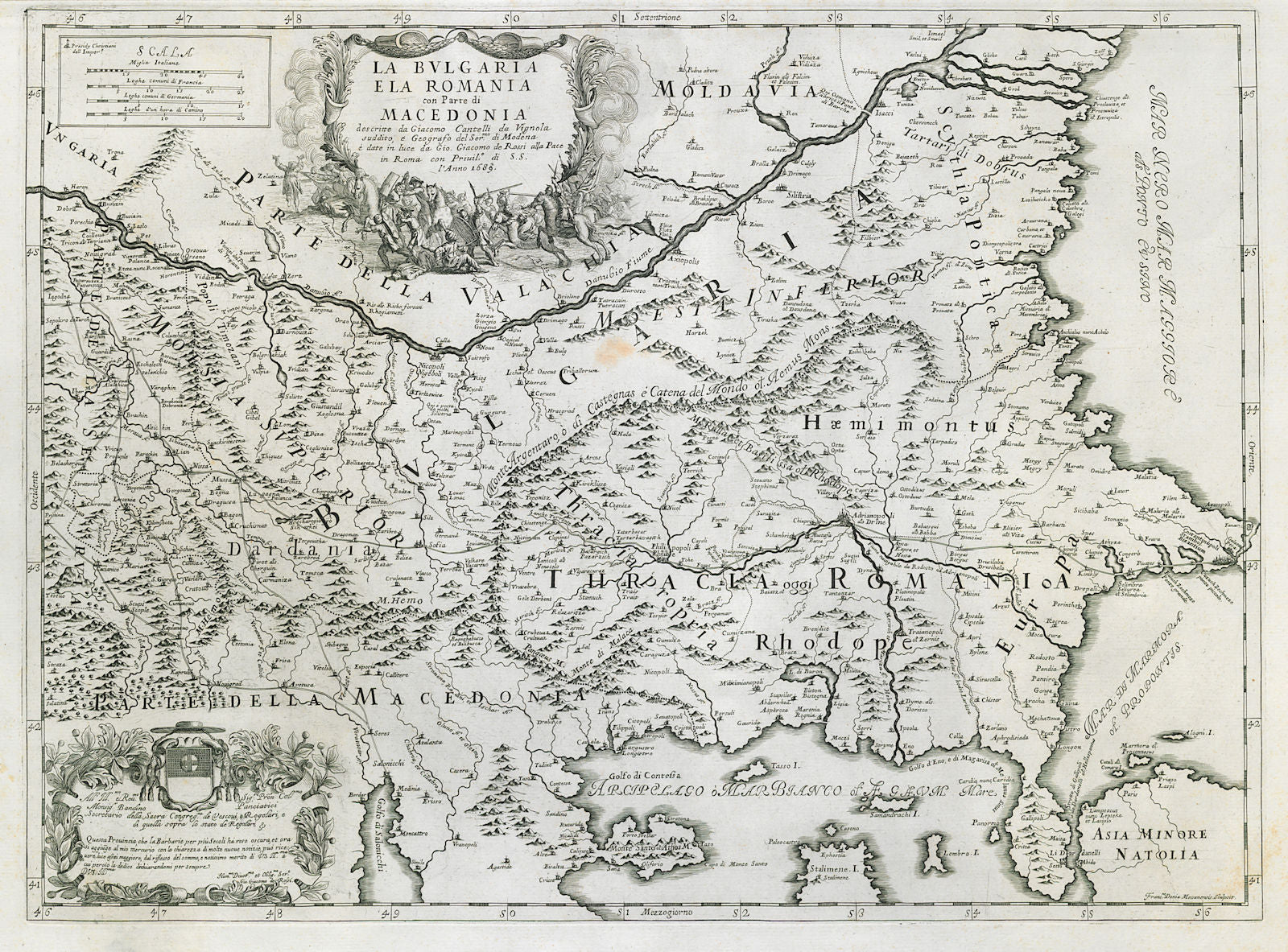 La Bulgaria e La Romania con parte di Macedonia. Thrace. ROSSI/CANTELLI ...