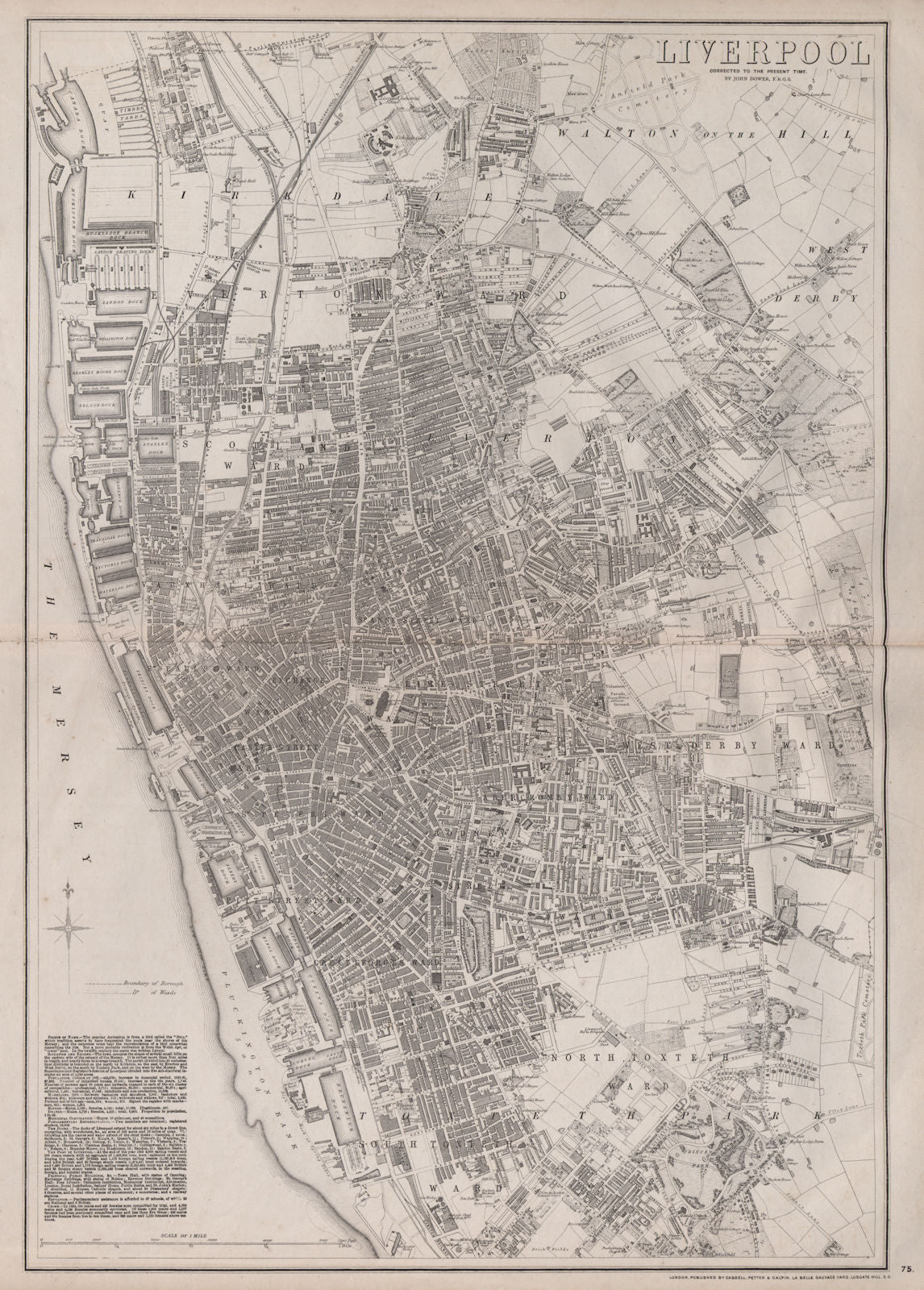 LIVERPOOL. Large town/city plan by BR DAVIES for the Dispatch Atlas ...