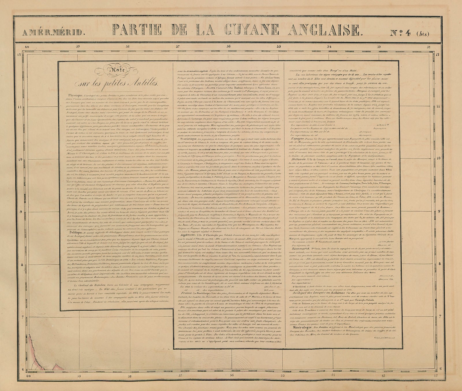 Amér. Mér. Guyane Anglaise #4 bis. Guyana Suriname. VANDERMAELEN 1827 ...