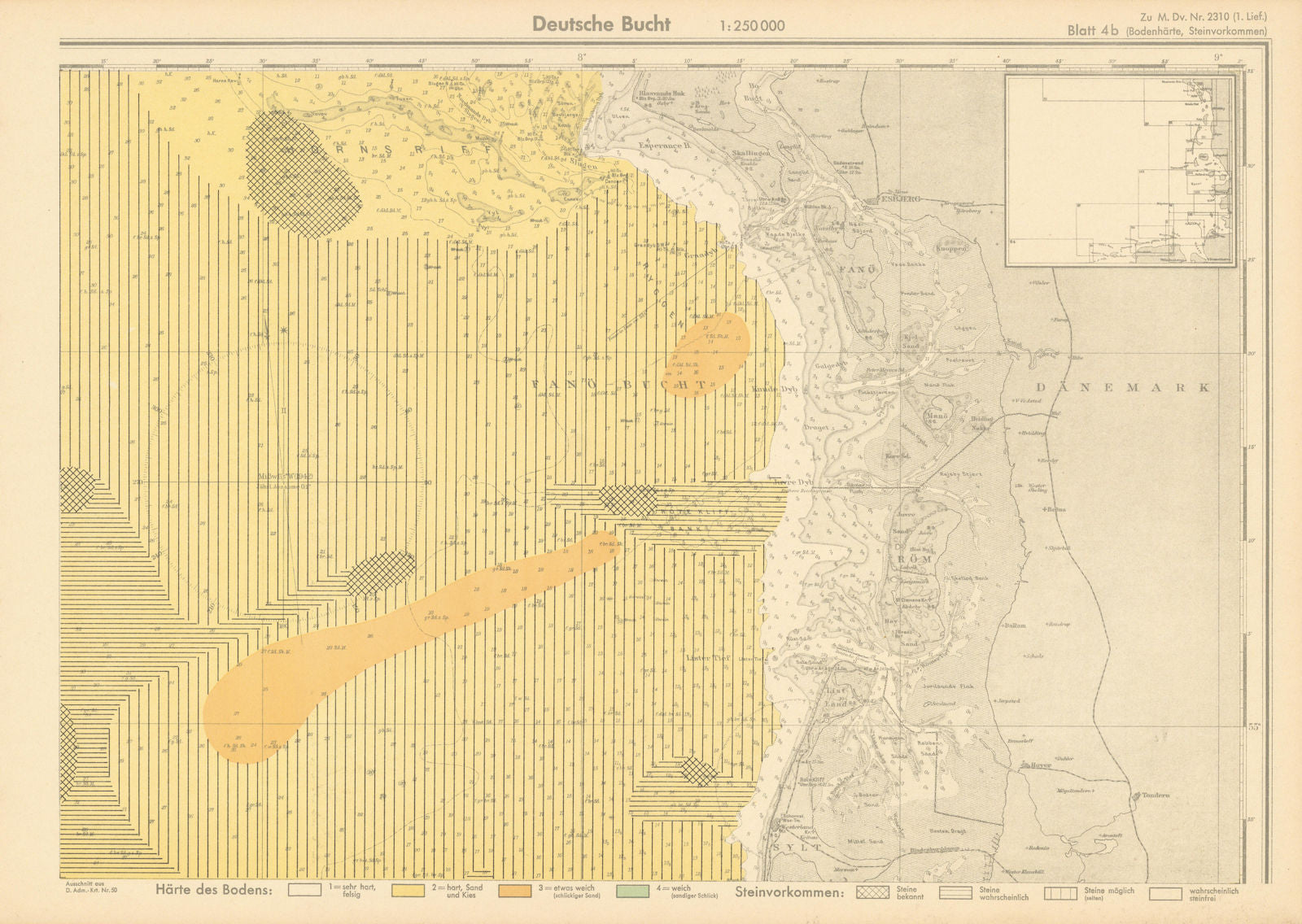 4b. German Bight north. Denmark southwest coast. KRIEGSMARINE Nazi map ...