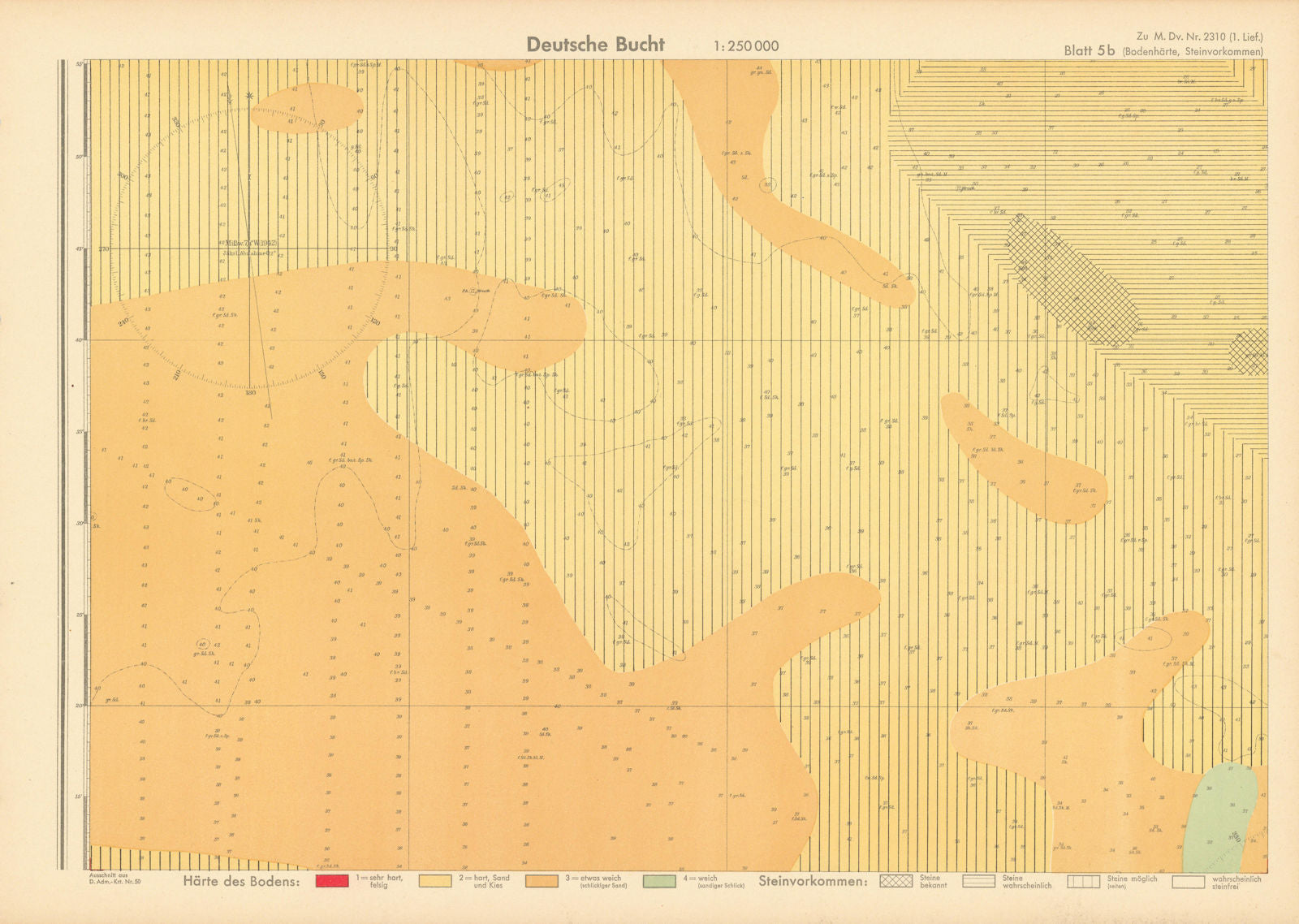 5b. German Bight centre. North Sea. KRIEGSMARINE Nazi map 1940 old ...