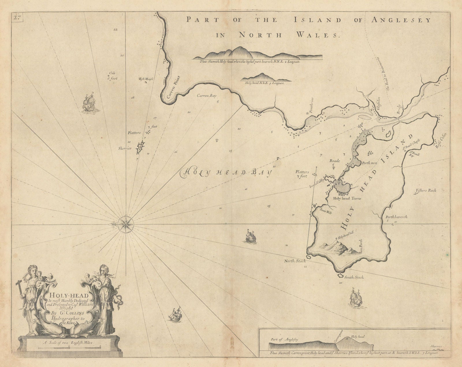 Holy-Head sea chart. Holy Island & HOLYHEAD, Anglesey. Capt. COLLINS ...