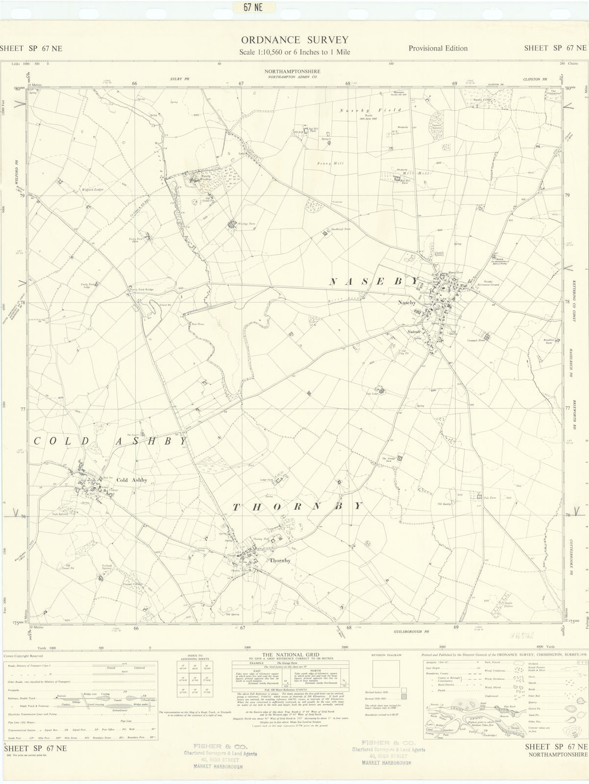 Ordnance Survey Sheet SP67NE Northamptonshire Naseby Cold Ashby Thornby ...
