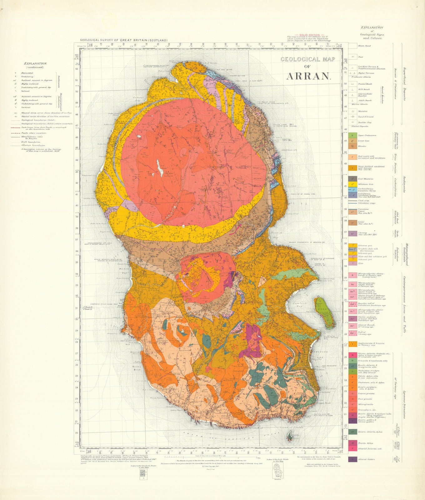 Geological map of Arran. Solid edition geological survey map sheet ...