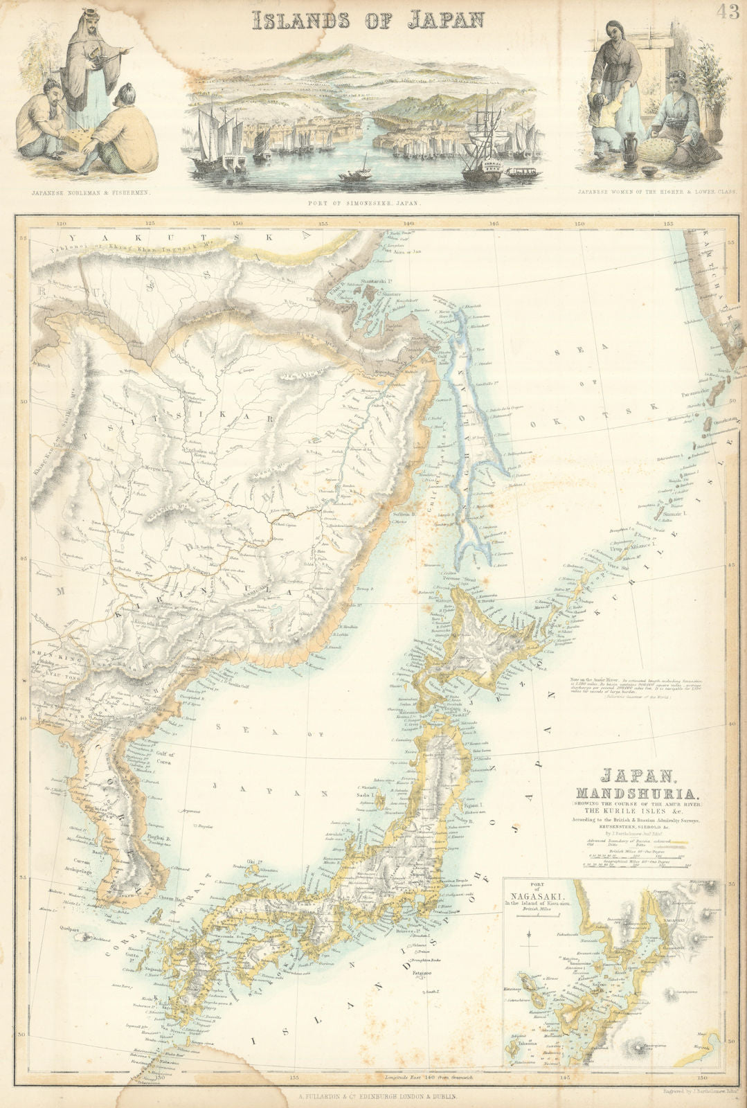 Japan & Mandshuria. Shimonoseki & Nagasaki. Manchuria. SWANSTON 1860 ...