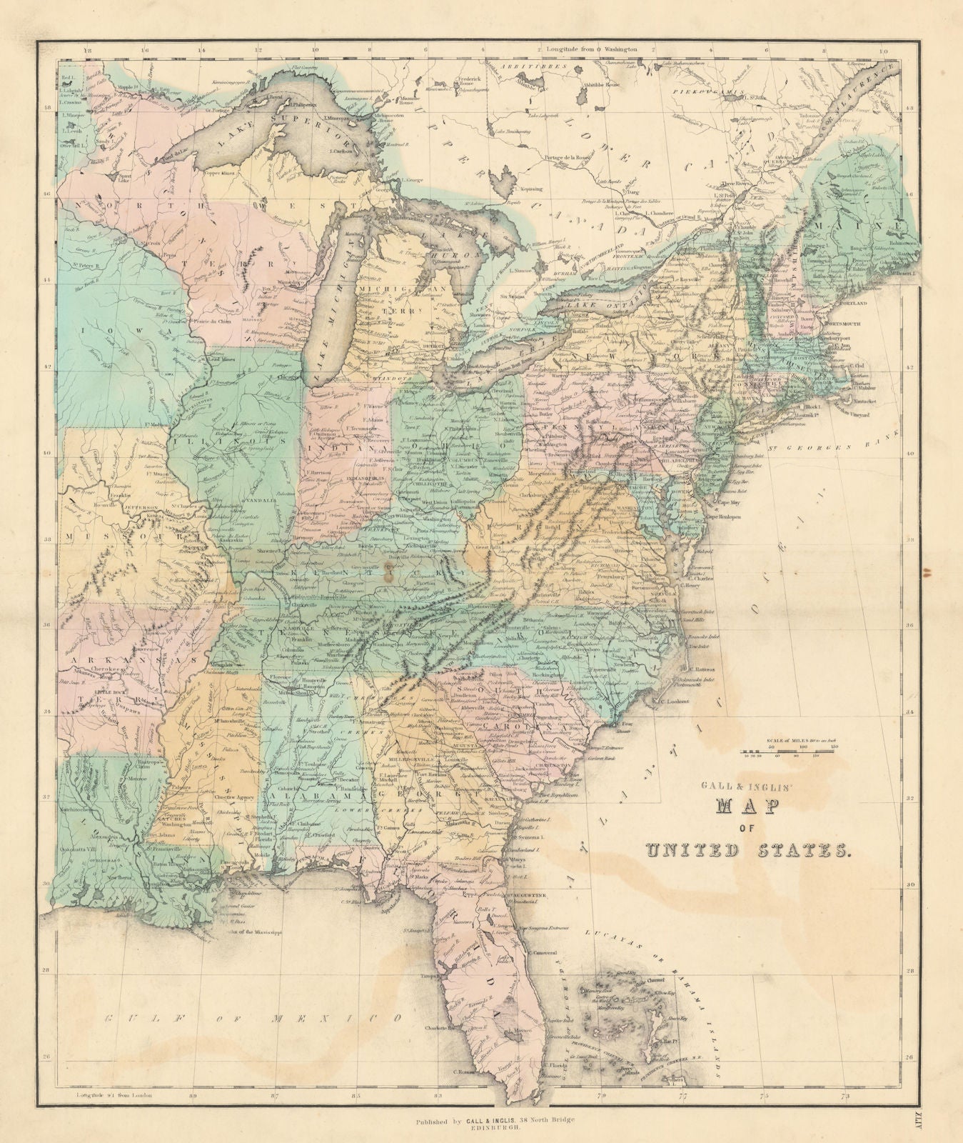 Gall & Inglis' Map of United States. Some Native American villages ...