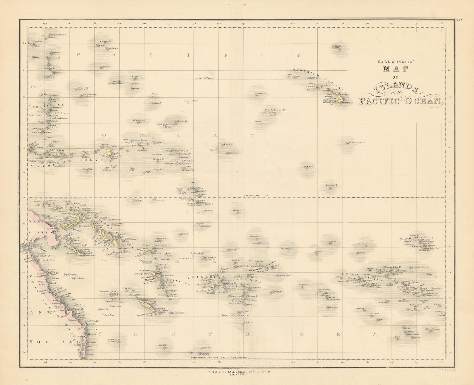Gall & Inglis' Map of Islands in the Pacific Ocean. Polynesia Melanesia ...