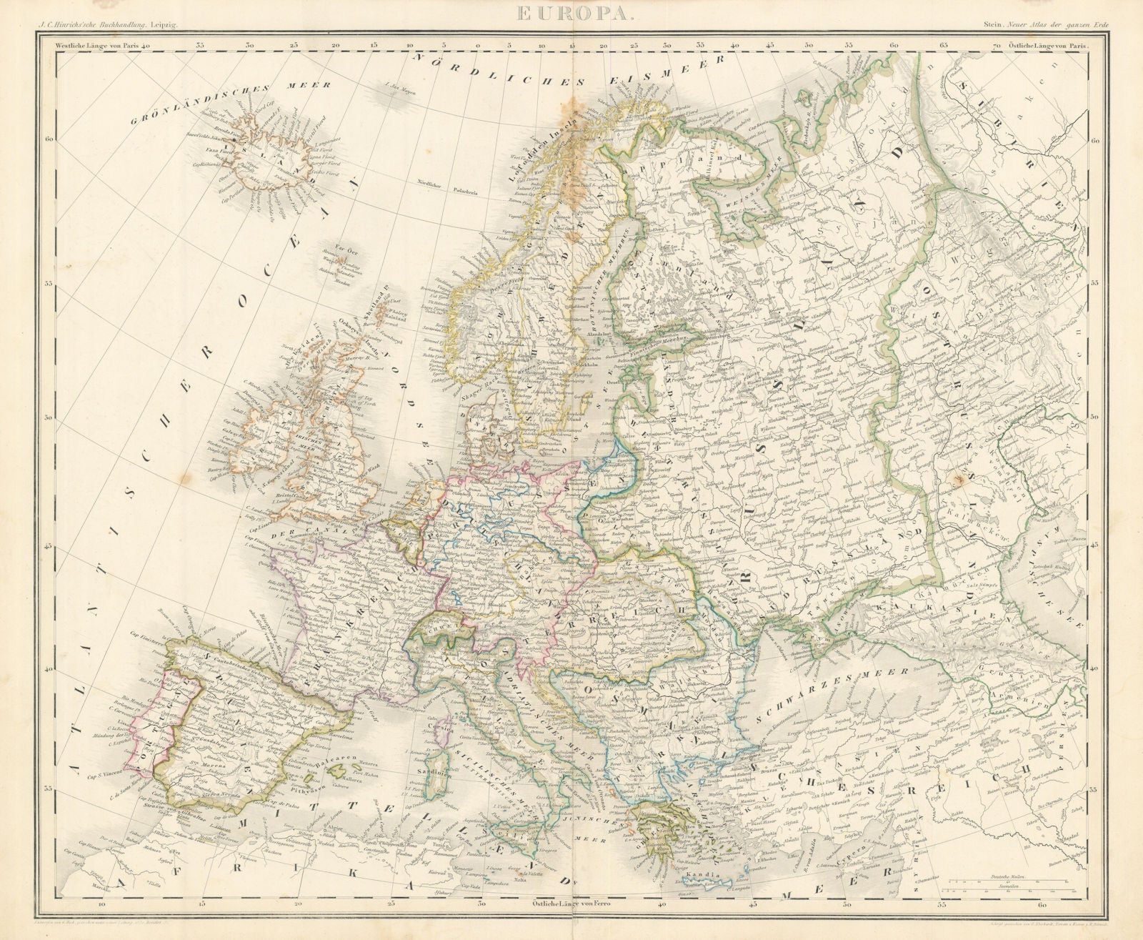 Europa. Europe. Holy Roman Empire & British Ionian Islands. Stein/Heck ...