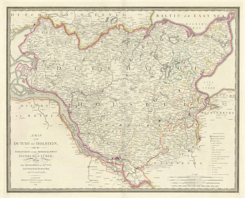 A Map of the Dutchy of Holstein with… Hamburg & Lübek… by James Wyld ...
