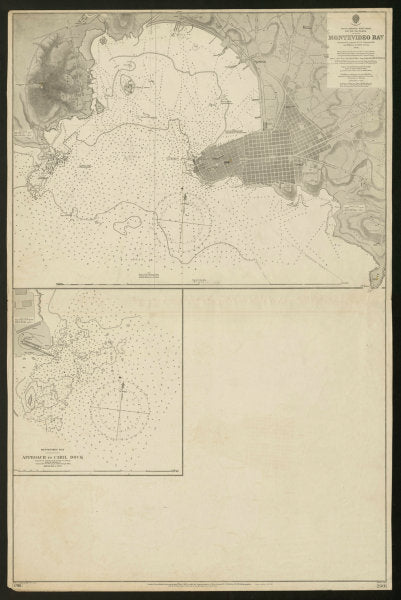 Montevideo Bay & town plan. Cibil dock. Uruguay. Admiralty sea chart ...
