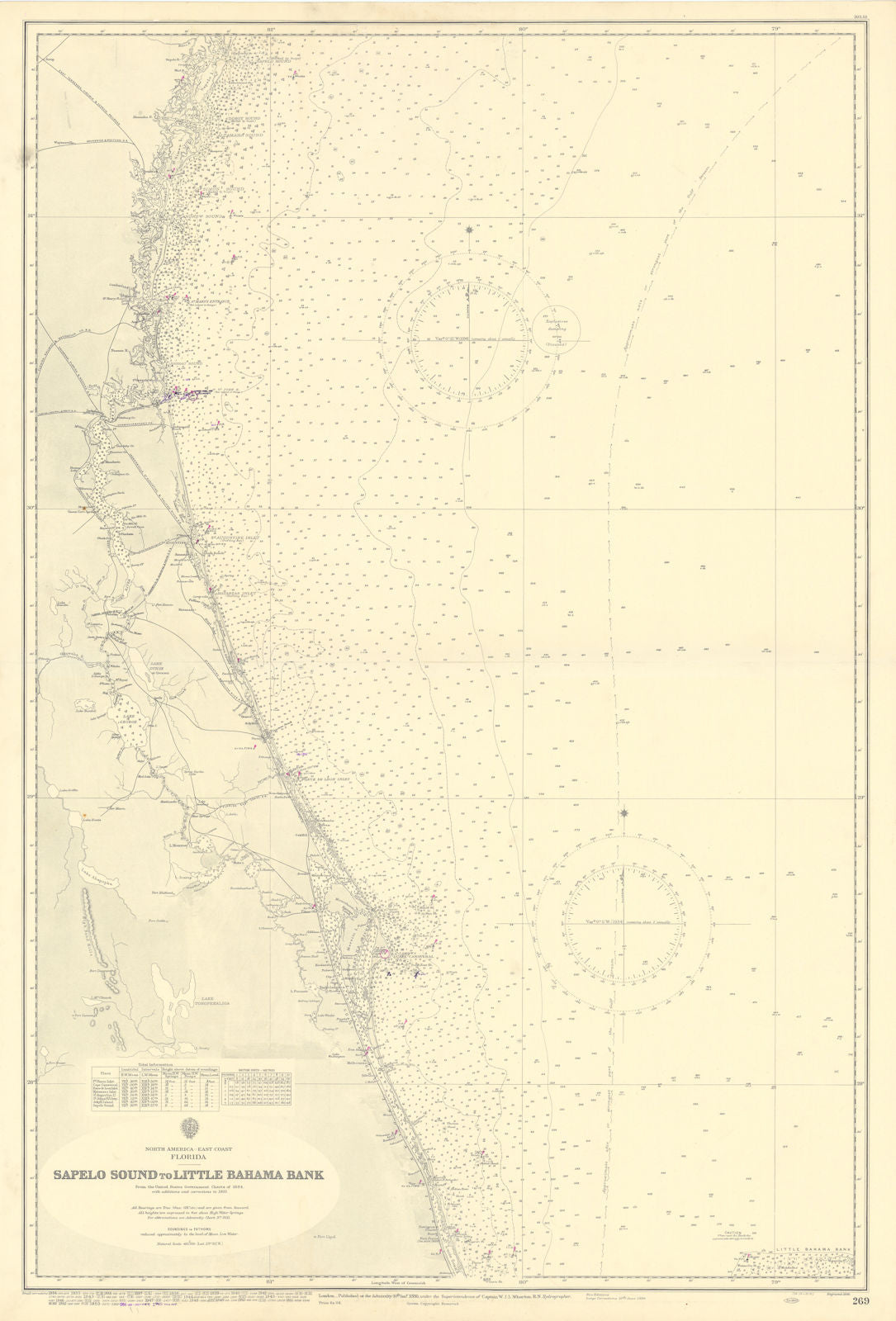 Florida Georgia coast Sapelo Island-St Lucie ADMIRALTY sea chart 1886 ...