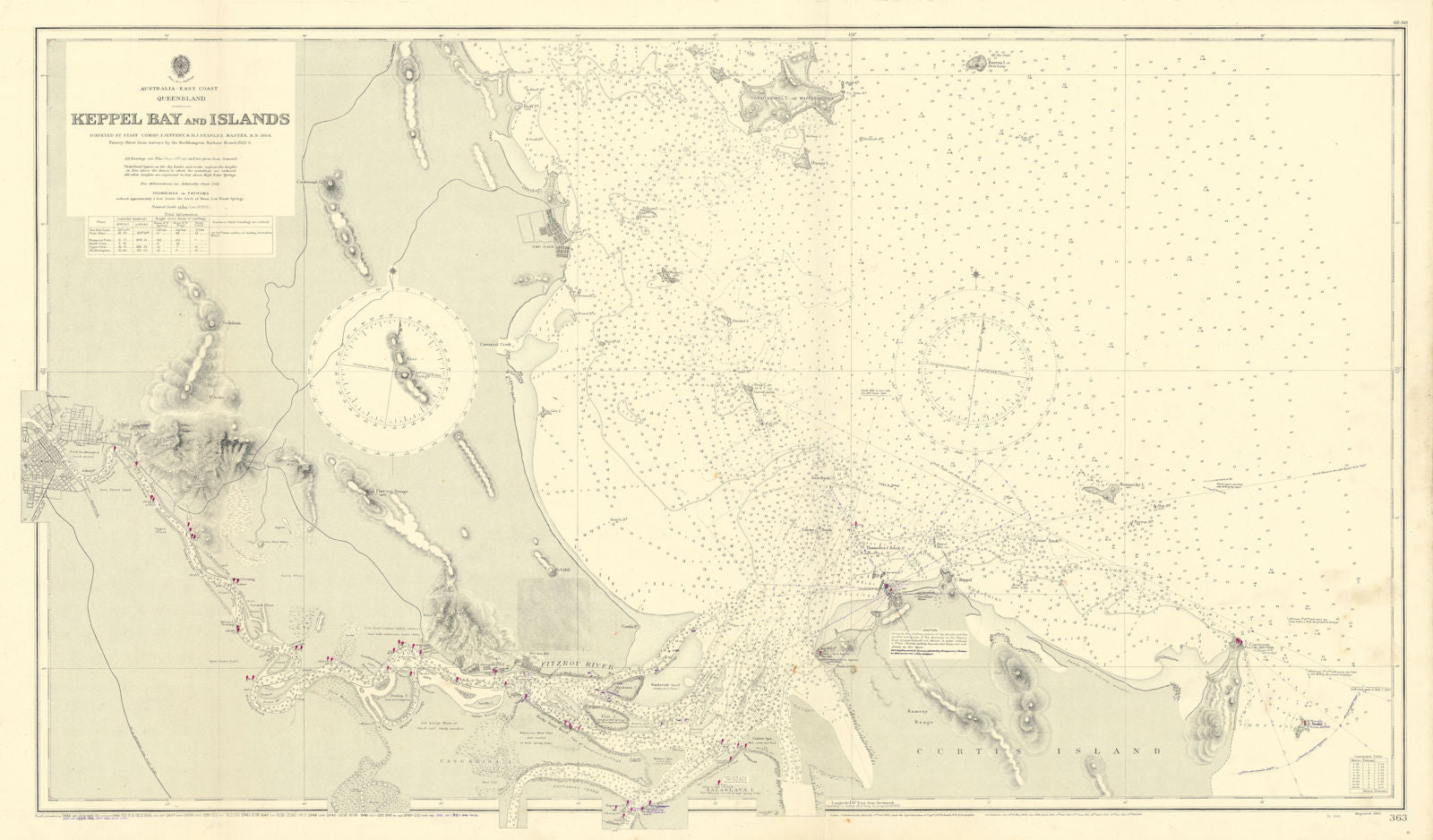 Keppel Bay & Islands, Queensland Rockhampton ADMIRALTY sea chart 1865 ...