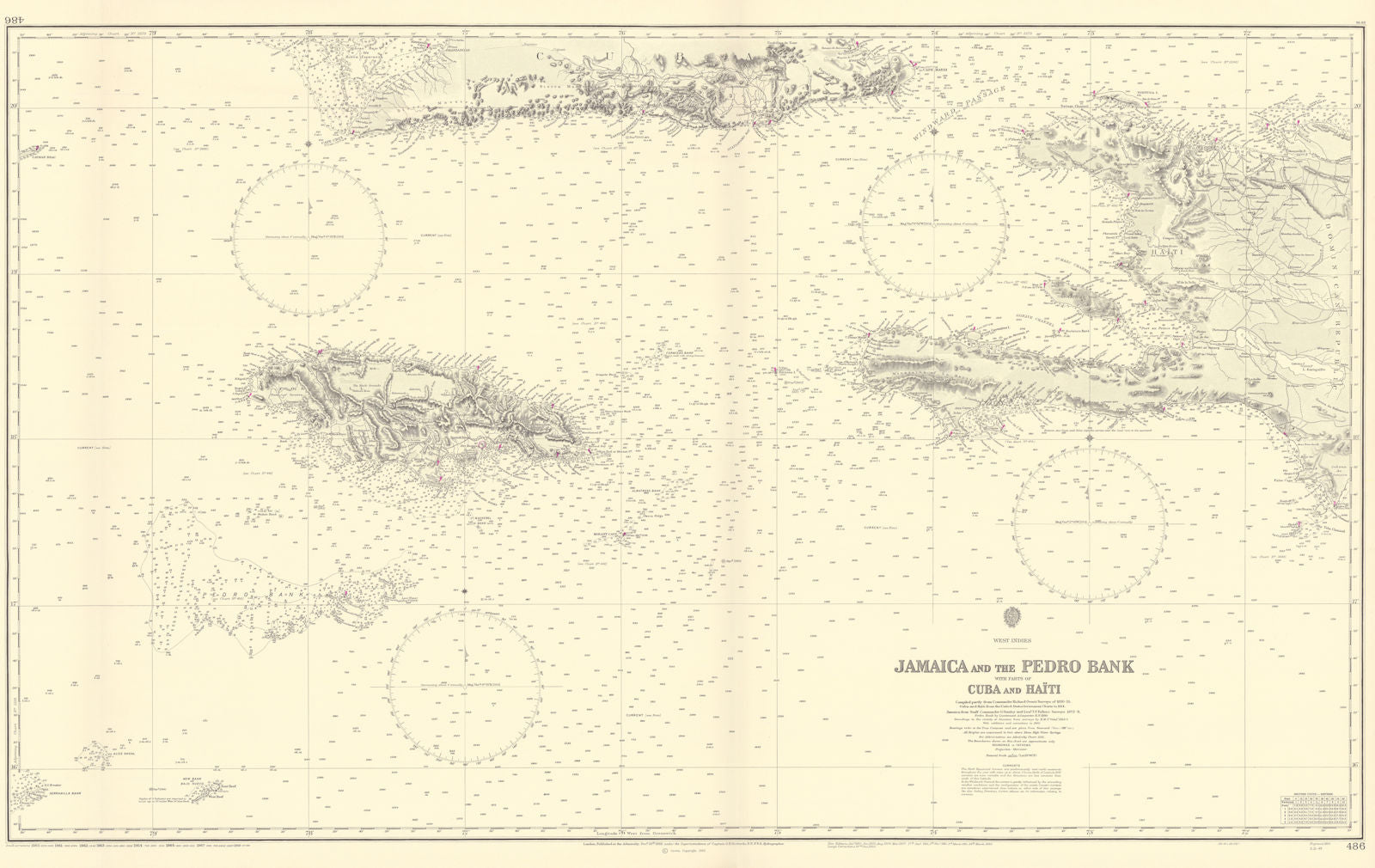 Jamaica & the Pedro Bank. South Cuba Haiti. ADMIRALTY sea chart 1866 ...