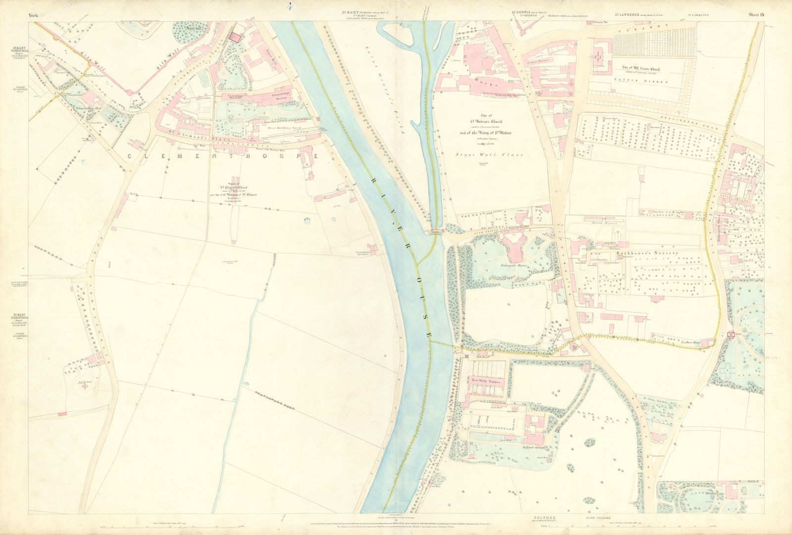 City of York #15 Clementhorpe Fulford Road Skeldergate Fishergate. OS ...