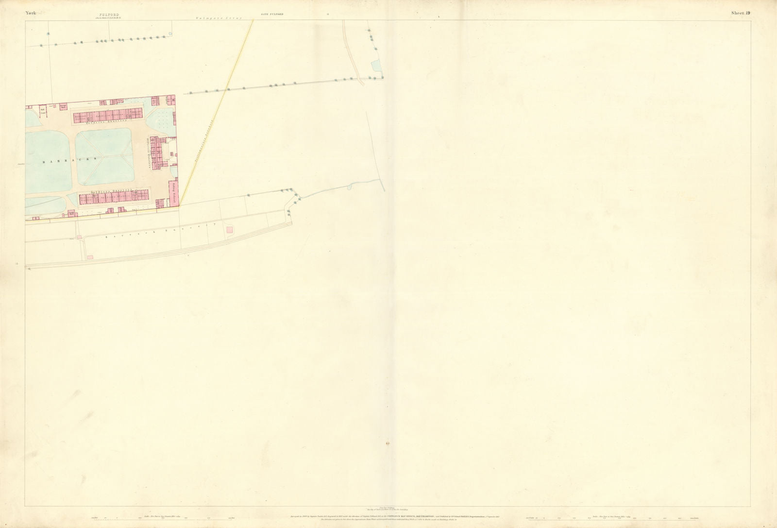 City of York #19 Barracks Walmgate Stray Heslington Retreat. OS 1852 ...