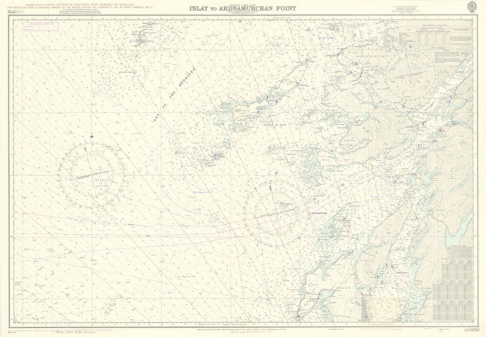 Scotland. Islay - Ardnamurchan Point. Admiralty sea chart #2722. 1969 ...