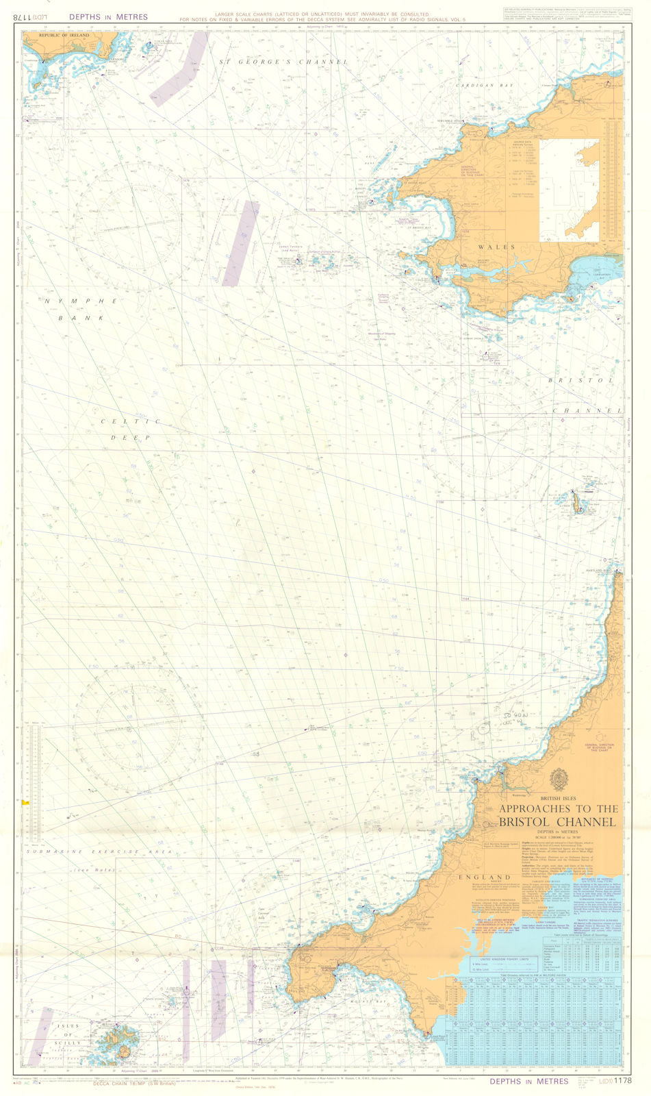 Cornwall. Bristol Channel Approaches. Admiralty sea chart #1178. 1979 ...