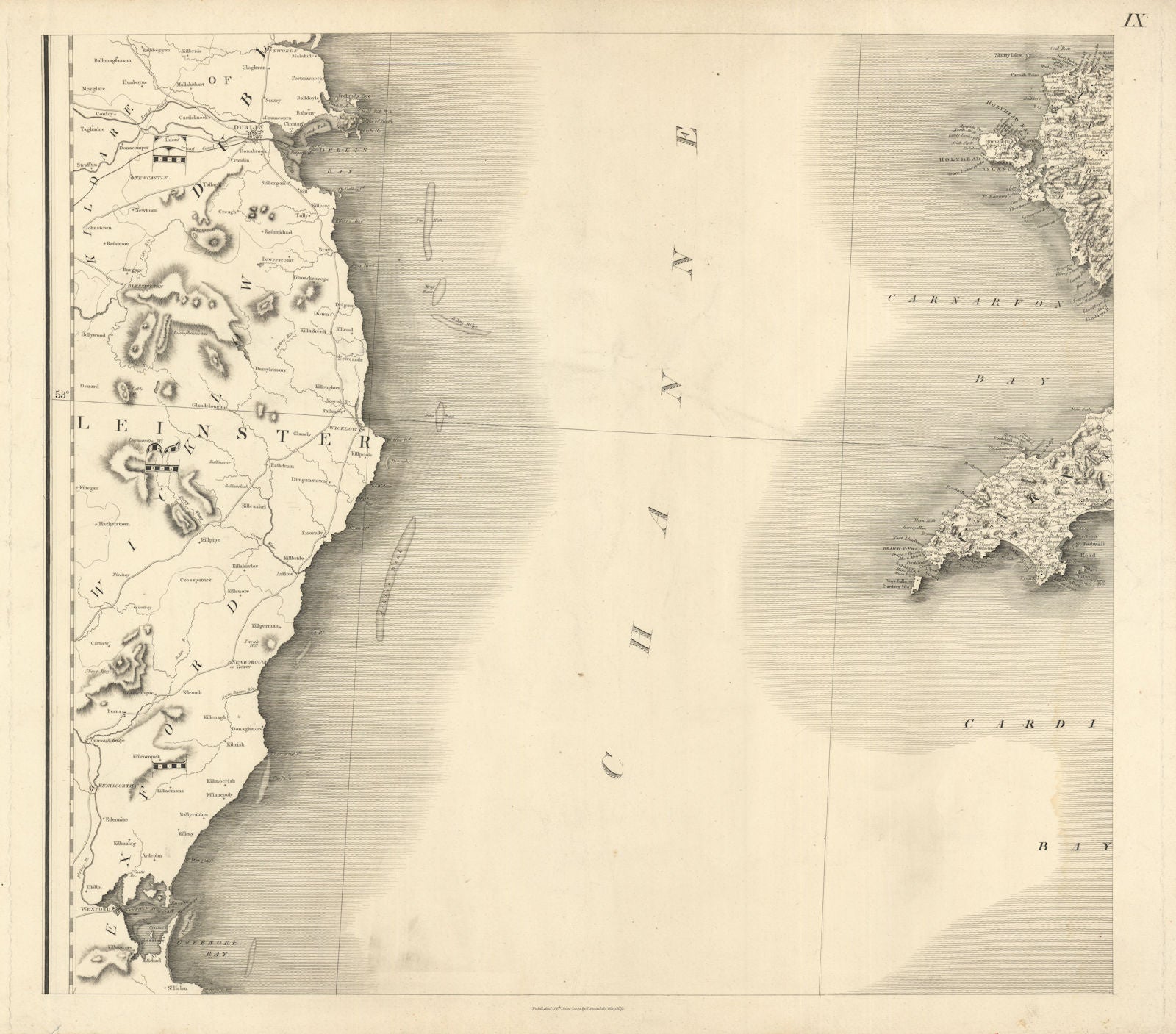 #9 Anglesey, Holyhead & Llyn Peninsula. Leinster Coast. Stockdale 1809 ...