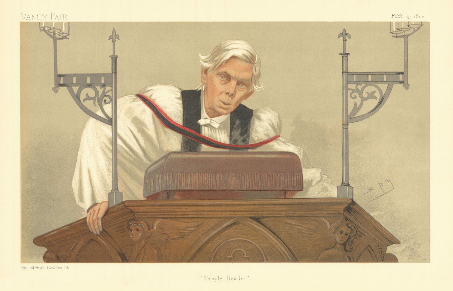 VANITY FAIR SPY CARTOON Canon Alfred Ainger 'Temple Reader' Clergy 1892 ...